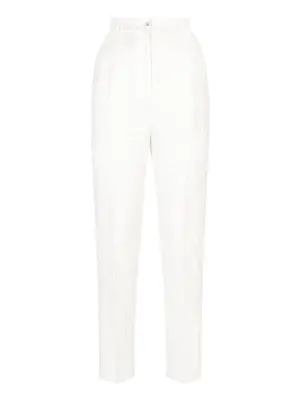 Dolce & Gabbana Floral-brocade Tailored Trousers - White