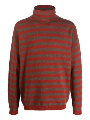 LARDINI Striped Roll Neck Sweater - Red