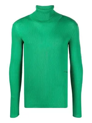 Off-White Rib-knit Roll Neck Sweater - Green