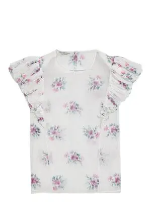 Philosophy Di Lorenzo Serafini Floral-print Chiffon Blouse With Ruffles - White