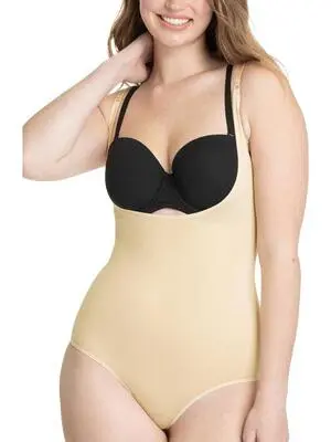 SHAPERMINT ESSENTIALS Shapermint Essentials Open Bust Shaper Bodysuit Beige