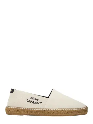 Saint Laurent Embroidery Espadrille - Cuir Moon Ecru & Noir