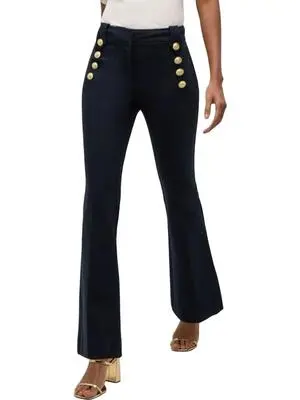 Derek Lam 10 Crosby Robertson Cropped Flare Trousers - Navy