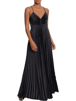 A.L.C. A.L.C. Aries Pleated Maxi Dress Black