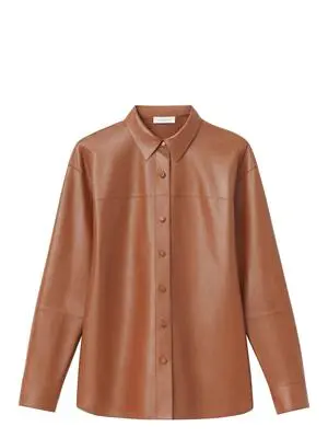 Lafayette 148 New York Nappa Leather Shirt Jacket - Copper