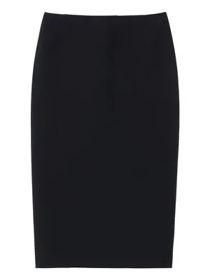 Lafayette 148 New York Wool-silk Crepe Midi Pencil Skirt - Black