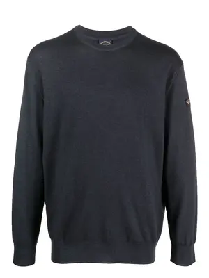 Paul & Shark Round-neck Virgin-wool Jumper - Blue