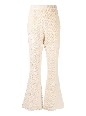 Rokh Knit Flare Trousers - Neutrals