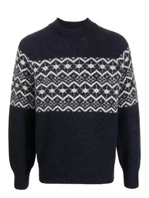 Brunello Cucinelli Patterned Alpaca-blend Jumper - Blue