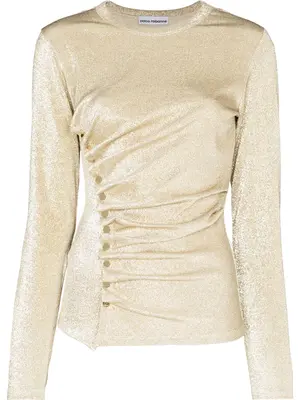 Rabanne Asymmetric Metallic T-shirt - Gold