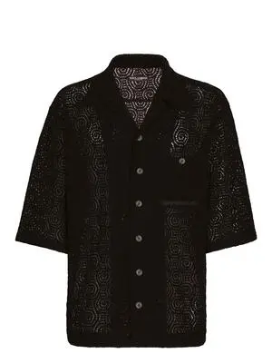Dolce & Gabbana Cordonetto-lace Bowling Shirt - Black