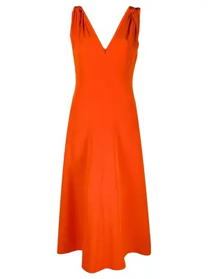 VICTORIA BECKHAM Victoria Beckham Twist-Shoulder Fit-and-Flare Dress