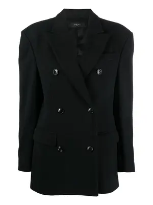 Amiri Double-breasted Cotton Blazer - Black