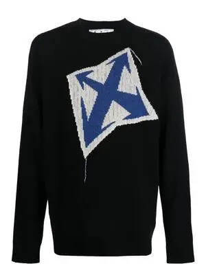 Off-White Arrows Intarsia Wool Jumper - Black Peacock