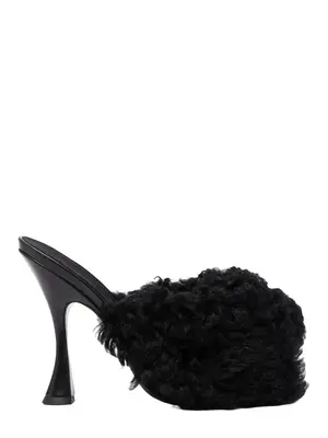 Giambattista Valli 105mm Shearling Strap Sandals - Black