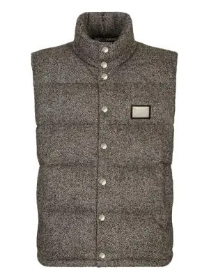 Dolce & Gabbana Chevron-knit Padded Gilet - Grey