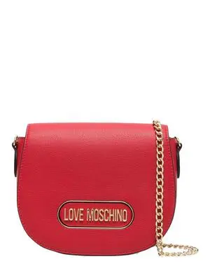 Moschino Logo Plaque Satchel Bag - Red