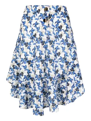 BAMBAH Floral-print Asymmetric Skirt - Blue