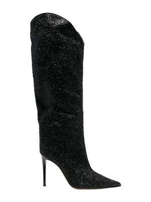 Alexandre Vauthier 110mm Sequin Knee-high Boots - Black