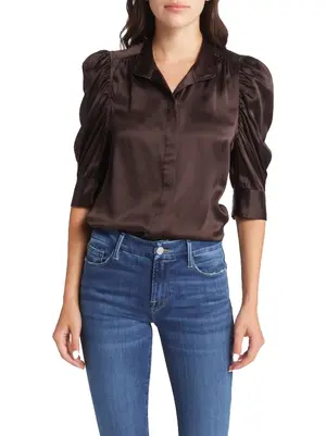 FRAME FRAME Gillian Silk Button-up Shirt Americano