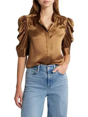 FRAME FRAME Gillian Silk Button-up Shirt Cinnamon