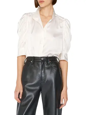 FRAME FRAME Gillian Silk Button-up Shirt Off White