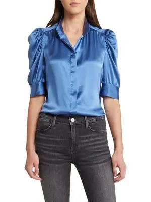 FRAME FRAME Gillian Silk Button-up Shirt Slate Blue
