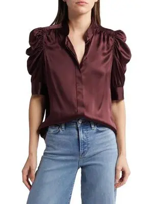 FRAME FRAME Gillian Silk Button-up Shirt Wine