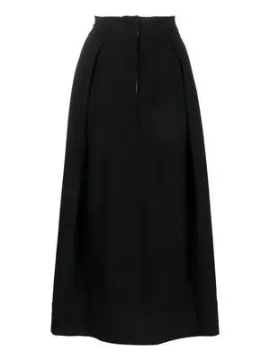 UMA WANG Raw-edge Pleated Long Skirt - Black