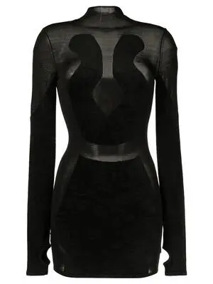 DION LEE Chenille Intarsia Mini Dress - Black
