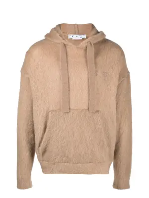 Off-White Arrows Brushed Drawstring Hoodie - Neutrals