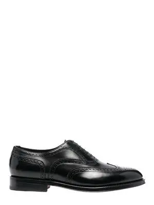 Santoni Leather Lace-up Oxford Shoes - Black