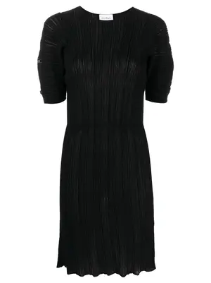 FERRAGAMO Micro-pleated Midi Dress - Black