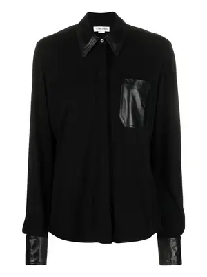Victoria Beckham Leather Accent Shirt - Black