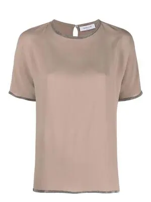 Fabiana Filippi Embellished Crew-neck T-shirt - Brown