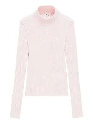 COURREGES Logo-embroidered Roll-neck Jumper - Pink