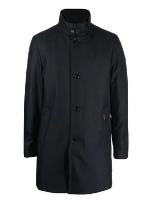MOORER Buttoned High-neck Coat - Blue