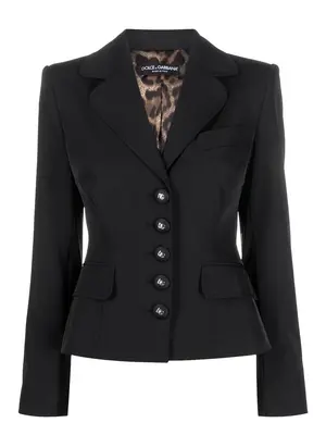 Dolce & Gabbana Logo-plaque Button-fastening Blazer - Black