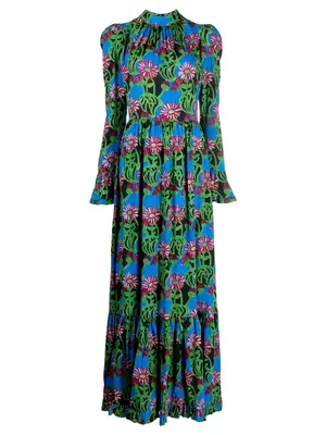 La DoubleJ Floral-print Tiered Maxi Dress - Green