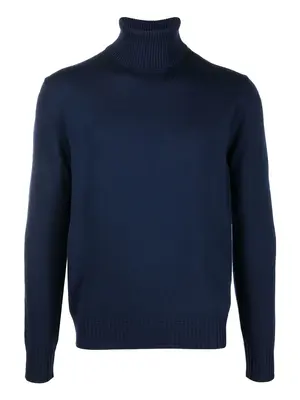BALLANTYNE Roll-neck Wool Jumper - Blue