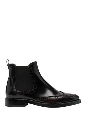 TOD'S Brogue Detail Chelsea Boots - Red