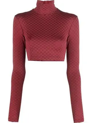 AMBUSH Checkerboard Print Cropped Shirt - Red