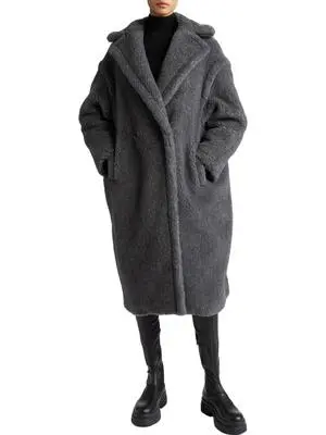 Max Mara Max Mara Teddy Bear Icon Faux Fur Coat Medium Grey