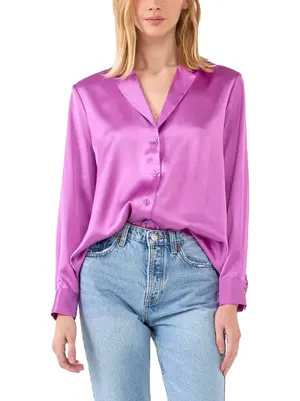 Endless Rose Endless Rose Satin Button-Up Blouse Grape