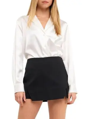 Endless Rose Endless Rose Satin Button-Up Blouse White
