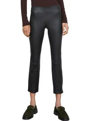 Vince Leather Cropped Leggings - Black