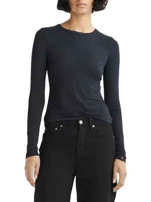 Rag & Bone Rag & Bone Icons Luca Slim Fit Long Sleeve Top Black