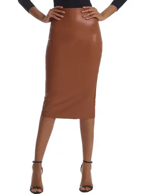 Commando Commando Faux Leather Midi Skirt Cocoa