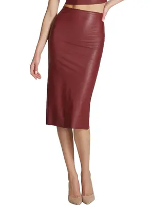 Commando Commando Faux Leather Midi Skirt Garnet