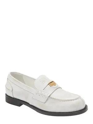 Miu Miu Miu Miu Burnished Penny Loafer Bianco